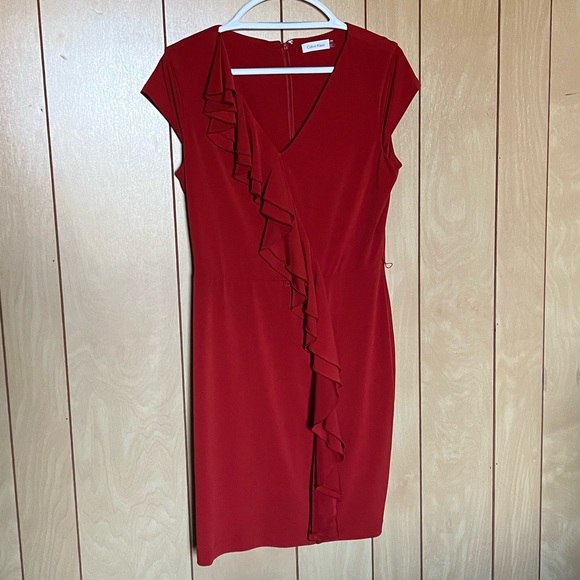 Calvin Klein | Dresses | Calvin Klein Red Orange Dress | Poshmark